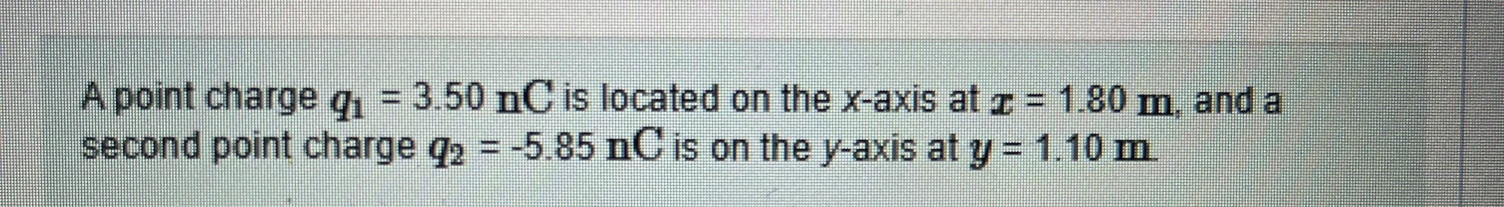 A point charge q1=3.50nC ﻿is located on the x-axis at | Chegg.com