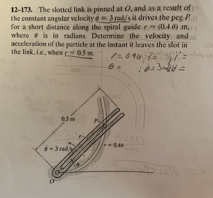 Solved 12-173. The slotted link is pinned at O. and as a | Chegg.com