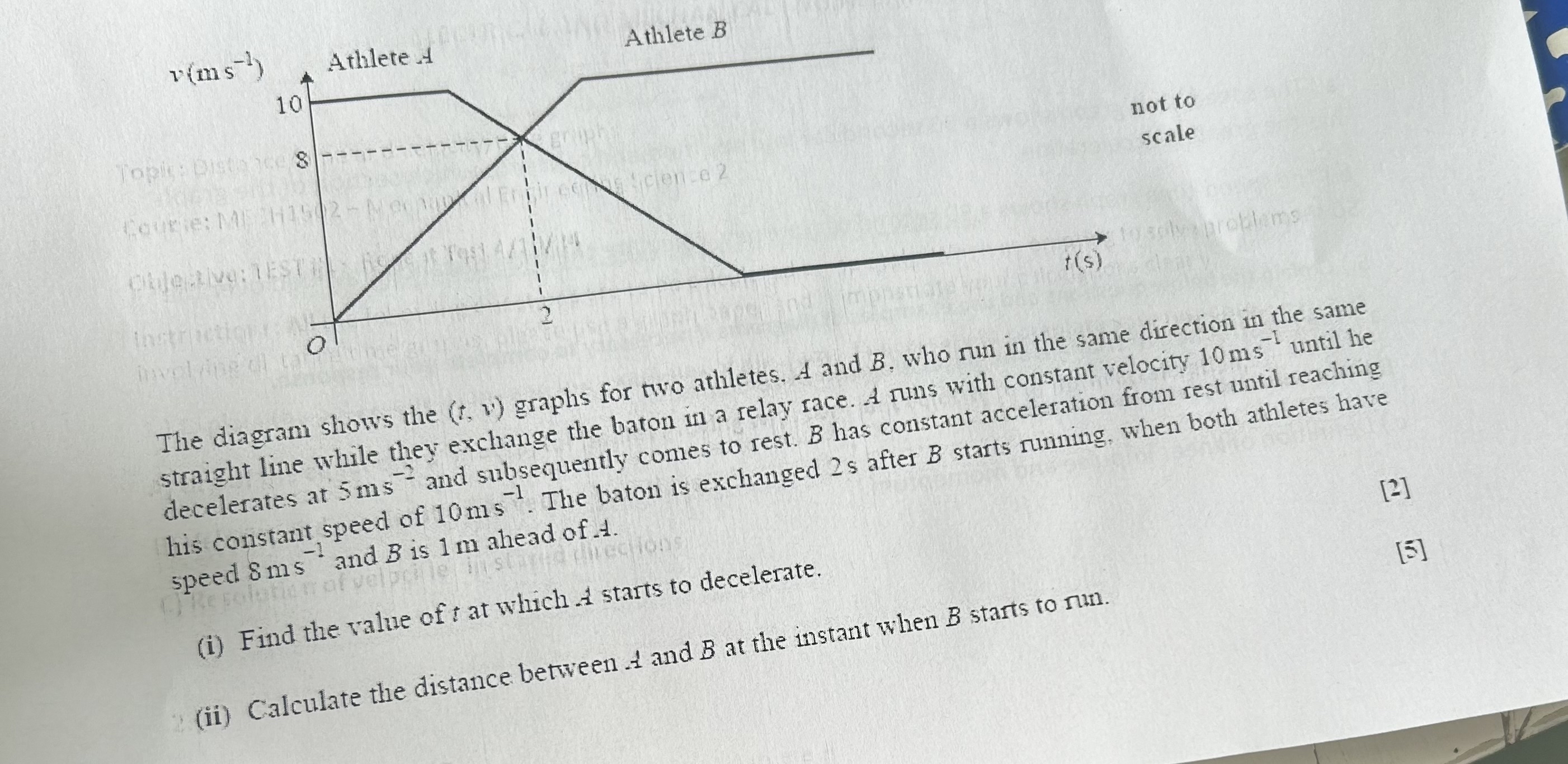 Solved Athlete BThe diagram shows the (t,v) ﻿graphs for two | Chegg.com