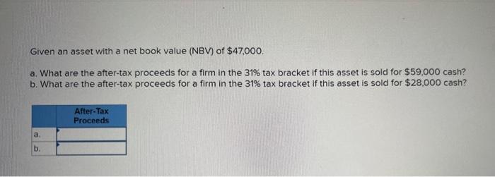 Solved Given an asset with a net book value (NBV) of | Chegg.com