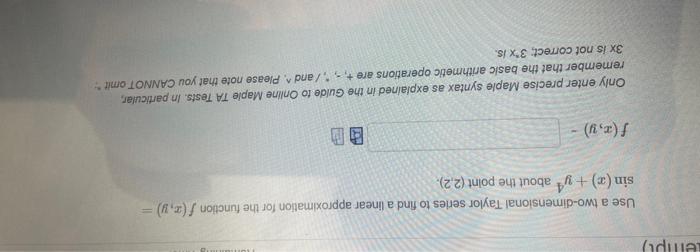 Solved депр) Use a two-dimensional Taylor series to find a | Chegg.com