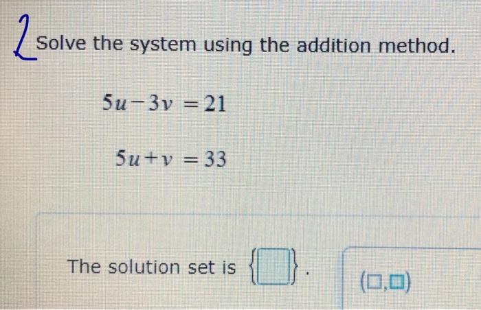 Solved Solve the system using the addition method. | Chegg.com