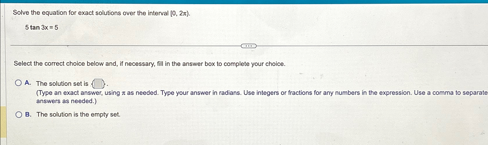 Solved Solve the equation for exact solutions over the | Chegg.com