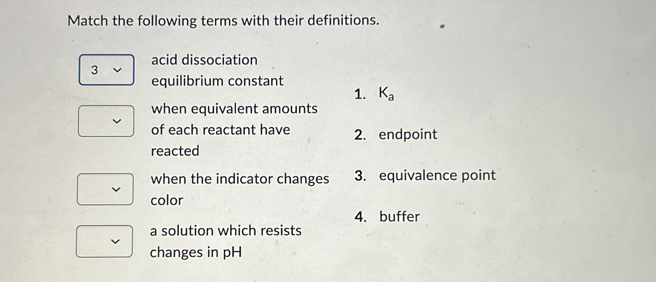 Solved Match the following terms with their definitions.acid | Chegg.com