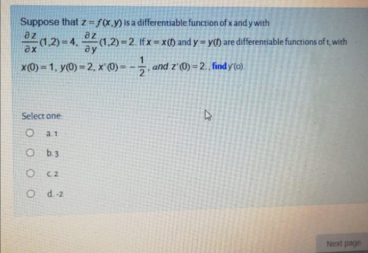 Solved Suppose that z = f(x,y) is a differentiable function | Chegg.com