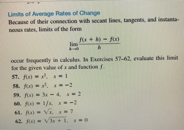 Solved Limits of Average Rates of Change Because of their | Chegg.com