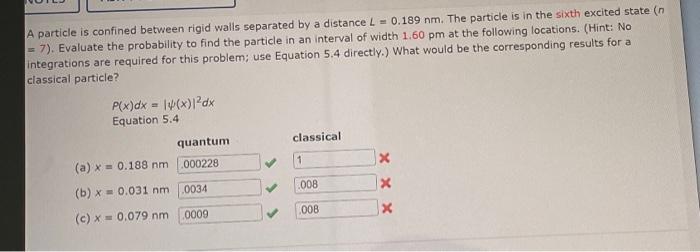 Solved A particle is confined between rigid walls separated | Chegg.com