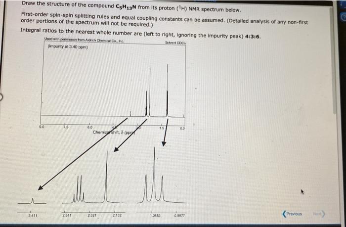 Solved Draw the structure of the compound C5H13N from its | Chegg.com