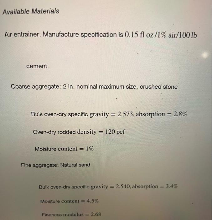 Solved Can someone help me find the coarse aggregate | Chegg.com