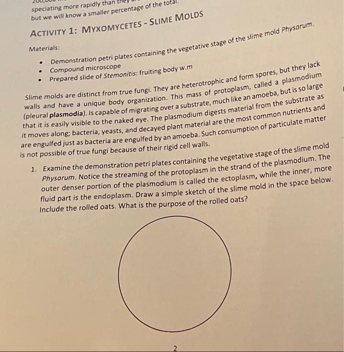 speciating more rapidly than but we will know a | Chegg.com