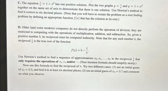 Solved Finding Reots: Newton's Method Calculus I Project The | Chegg.com