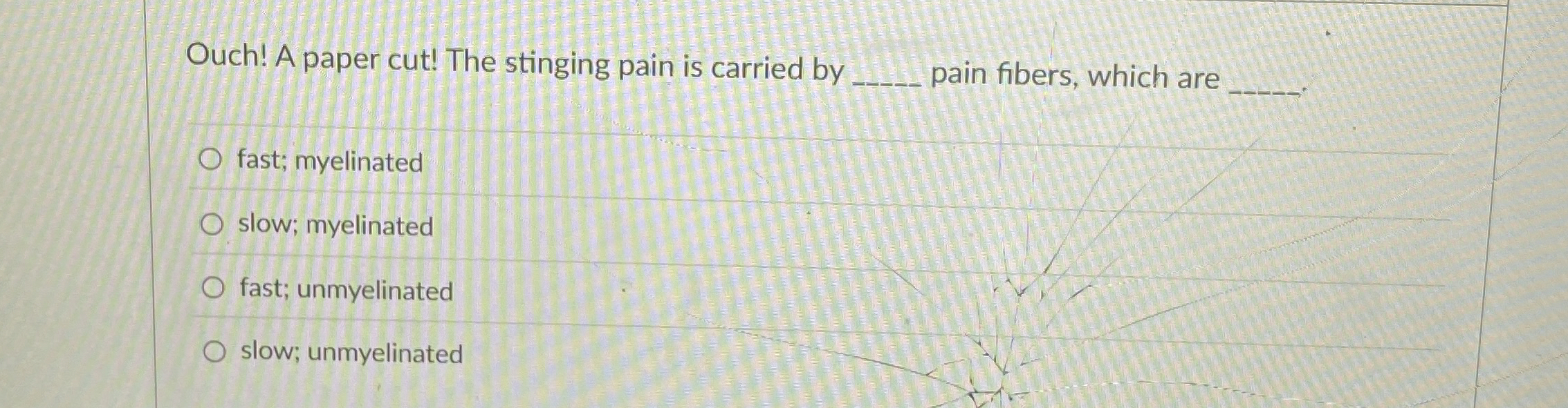 Solved Ouch! A paper cut! The stinging pain is carried | Chegg.com