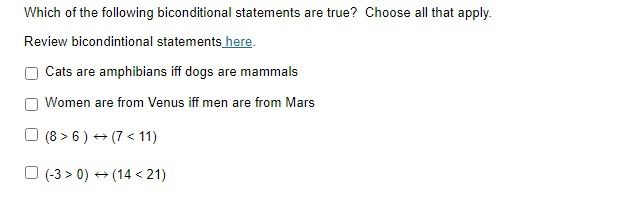 Solved Which of the following biconditional statements are | Chegg.com