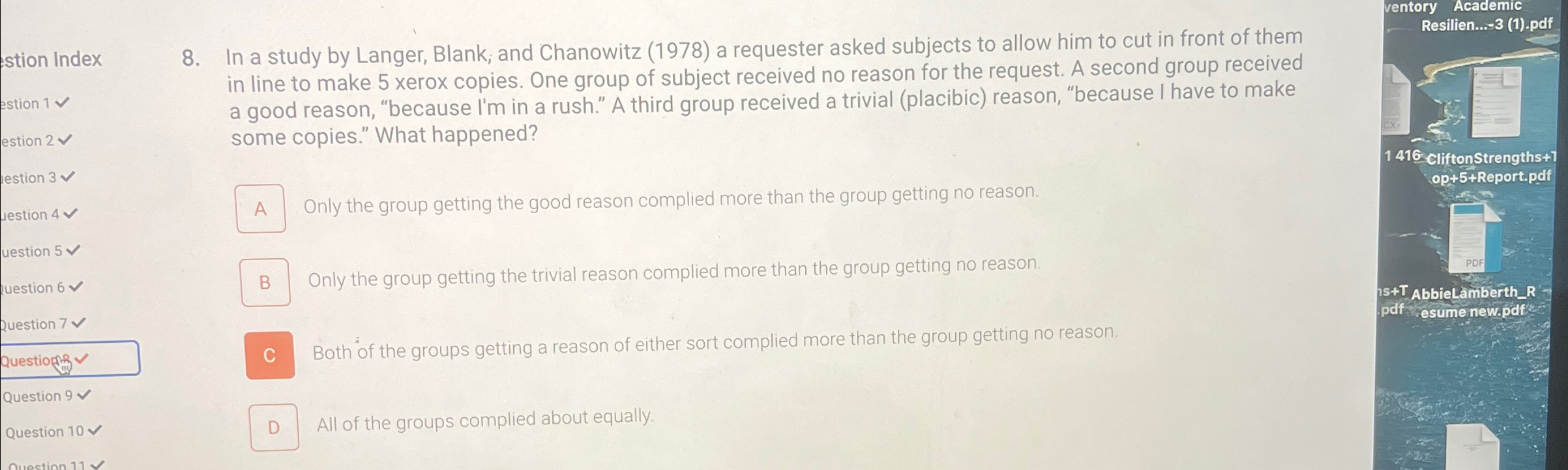 Solved In a study by Langer, Blank; and Chanowitz (1978) ﻿a | Chegg.com