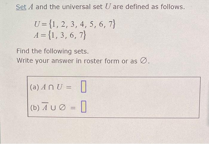 Solved Set A and the universal set U are defined as follows. | Chegg.com