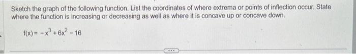 Solved Sketch the graph of the following function. List the | Chegg.com