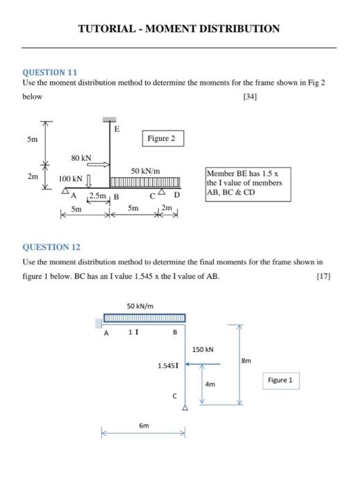 Solved QUESTION 11 Use the moment distribution method to | Chegg.com