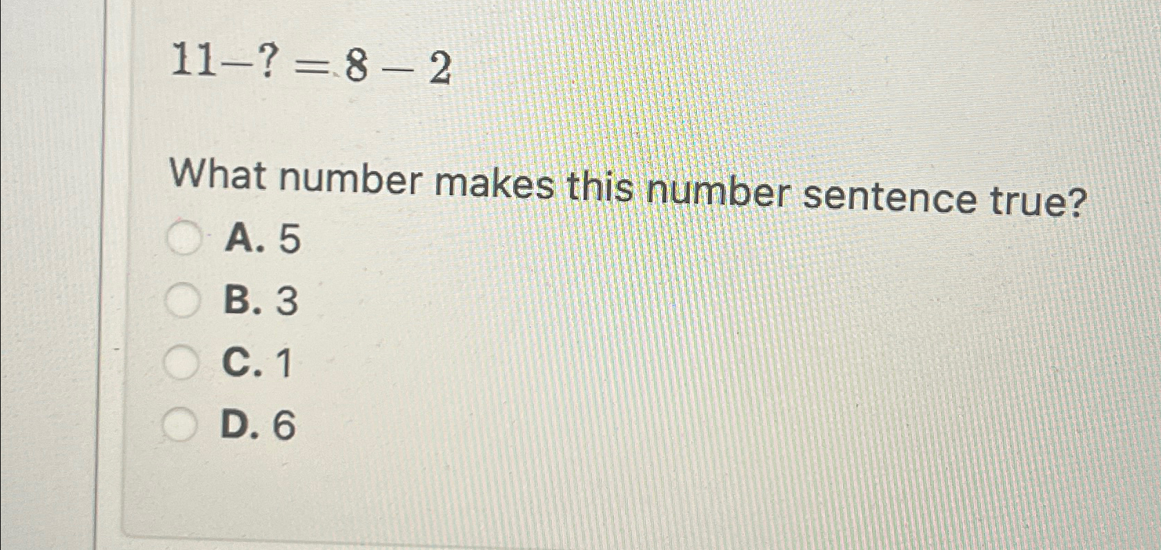 Solved 11-?=8-2What number makes this number sentence | Chegg.com