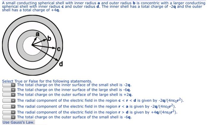 Solved A small conducting spherical shell with inner radius | Chegg.com