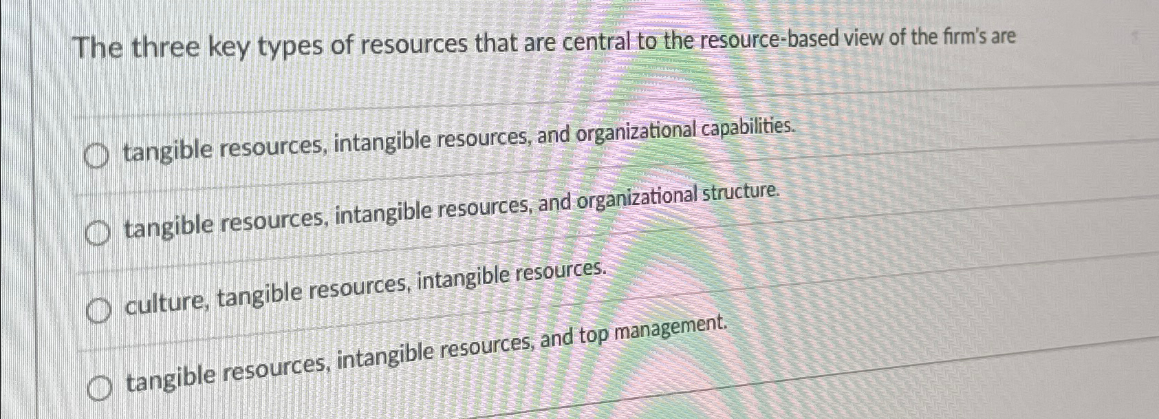 Solved The three key types of resources that are central to | Chegg.com