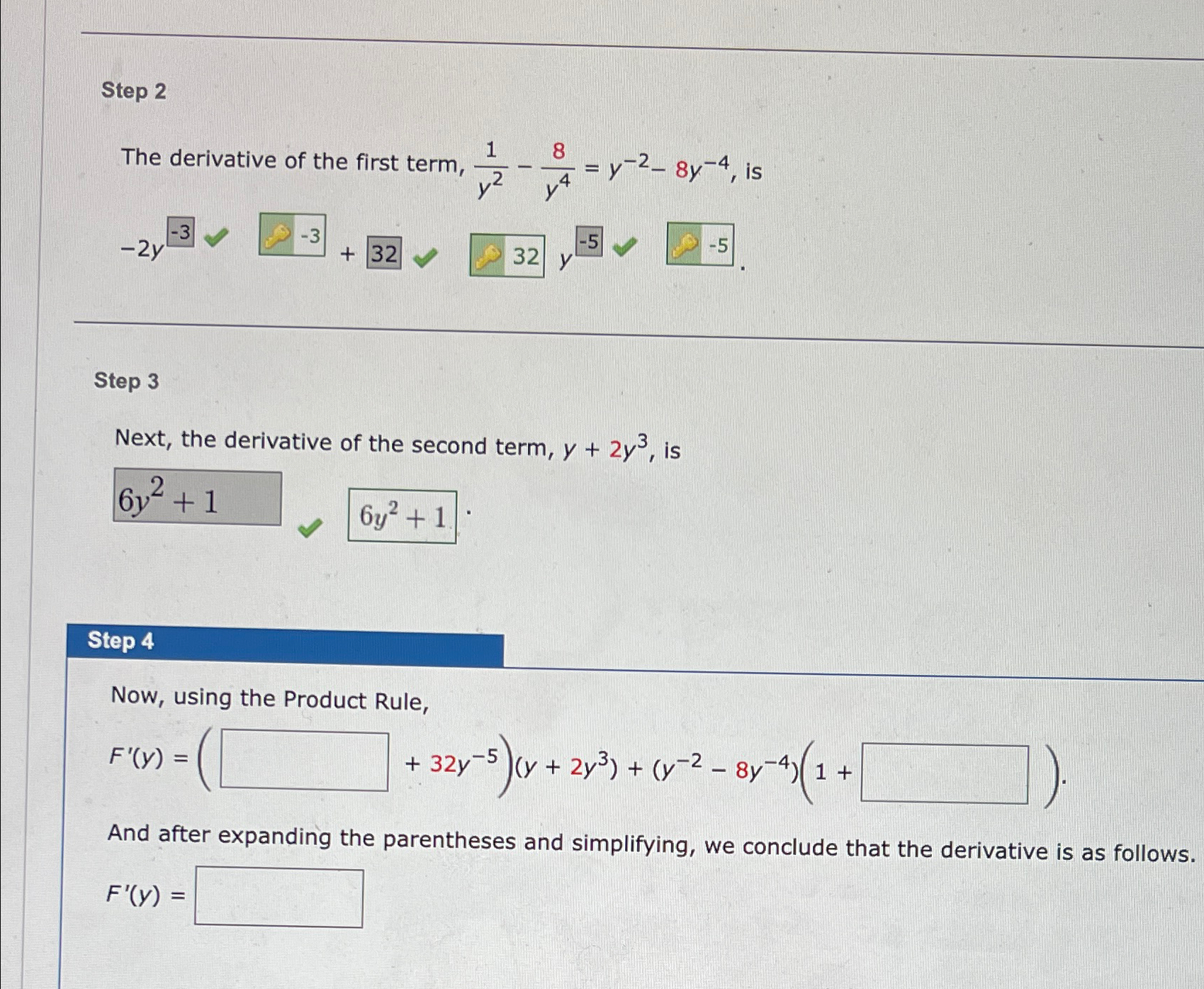 Solved Step 2The derivative of the first term, | Chegg.com