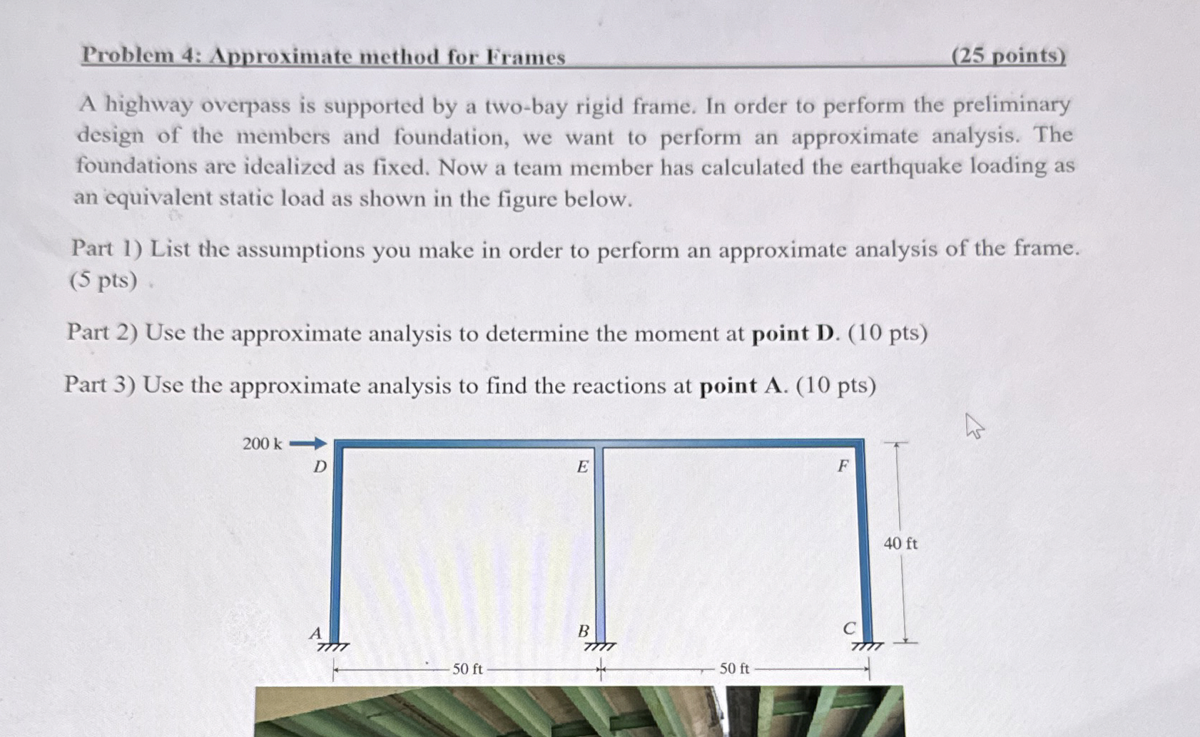 Solved Problem 4: Approximate method for Frames(25 ﻿points)A | Chegg.com