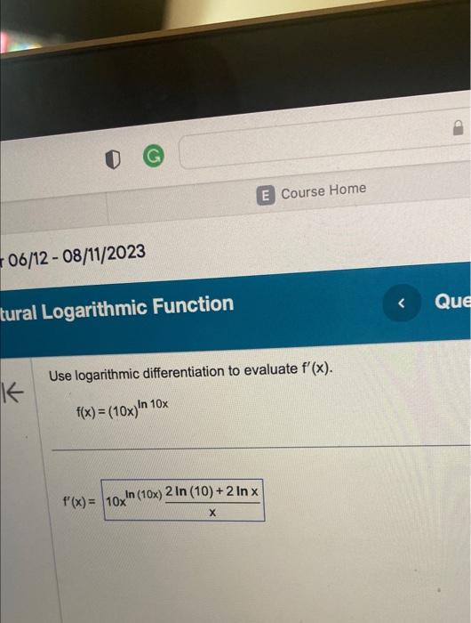 Solved Use logarithmic differentiation to evaluate f′(x). | Chegg.com