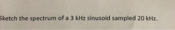 Solved Sketch the spectrum of a 3 kHz sinusoid sampled 20 | Chegg.com