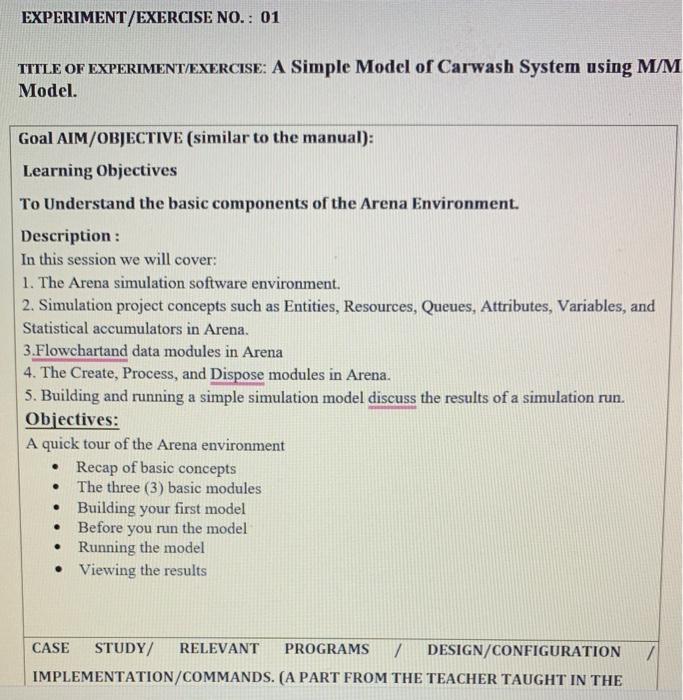 TITLE OF EXPERIMENT/EXERCISE: A Simple Model of | Chegg.com