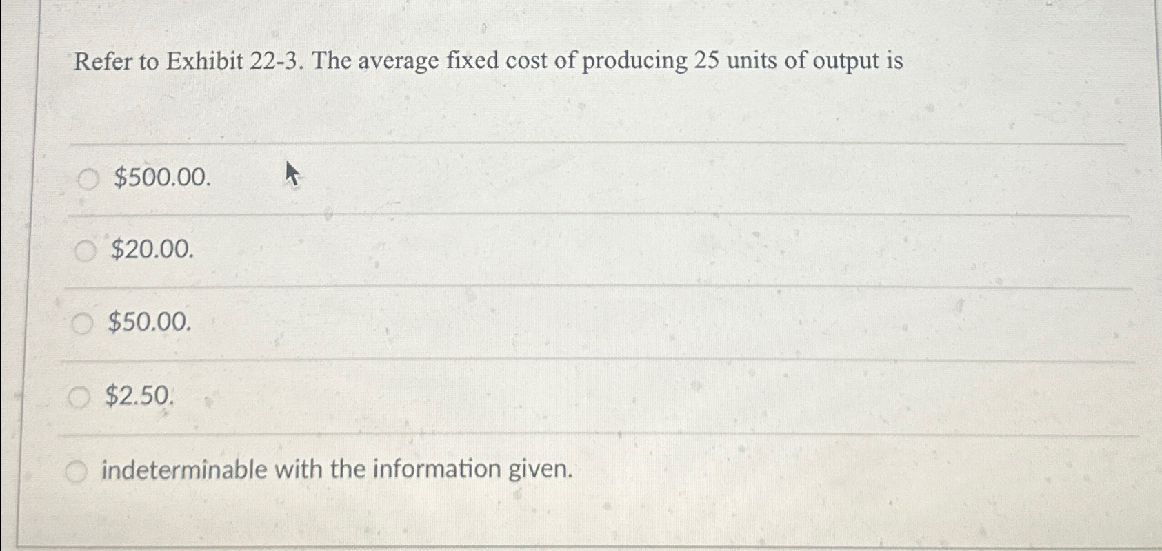 Solved Refer to Exhibit 22-3. ﻿The average fixed cost of | Chegg.com