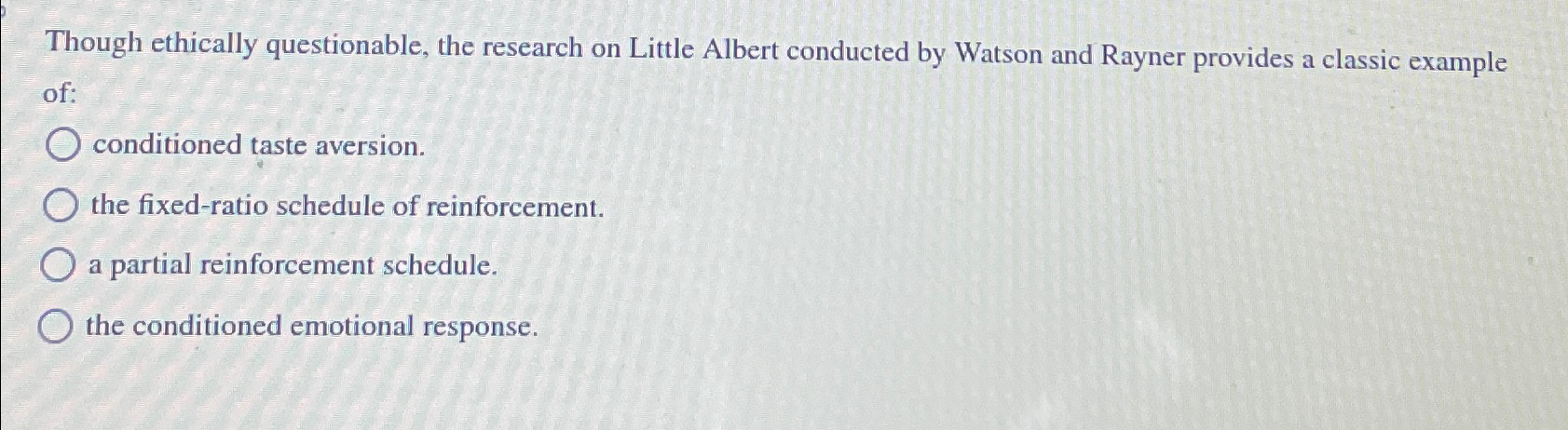 Solved Though ethically questionable, the research on Little | Chegg.com