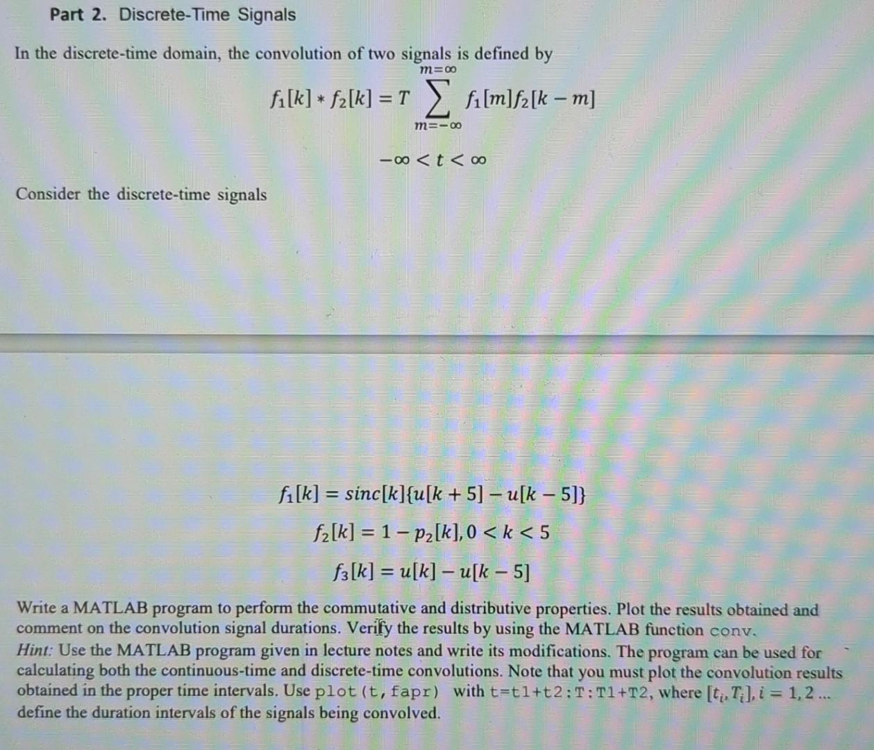 Part 2. Discrete-Time Signals In the discrete-time | Chegg.com