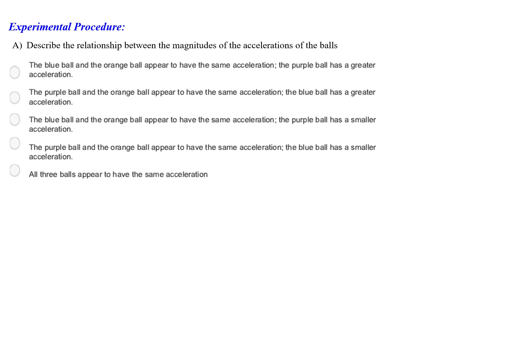 Solved Experimental Procedure:A) ﻿Describe the relationship | Chegg.com