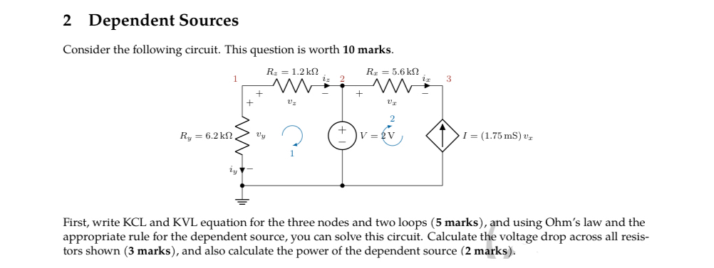 Solved 2 ﻿Dependent SourcesConsider the followino rirmit | Chegg.com