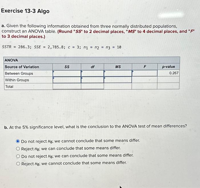 Solved a. Given the following information obtained from | Chegg.com