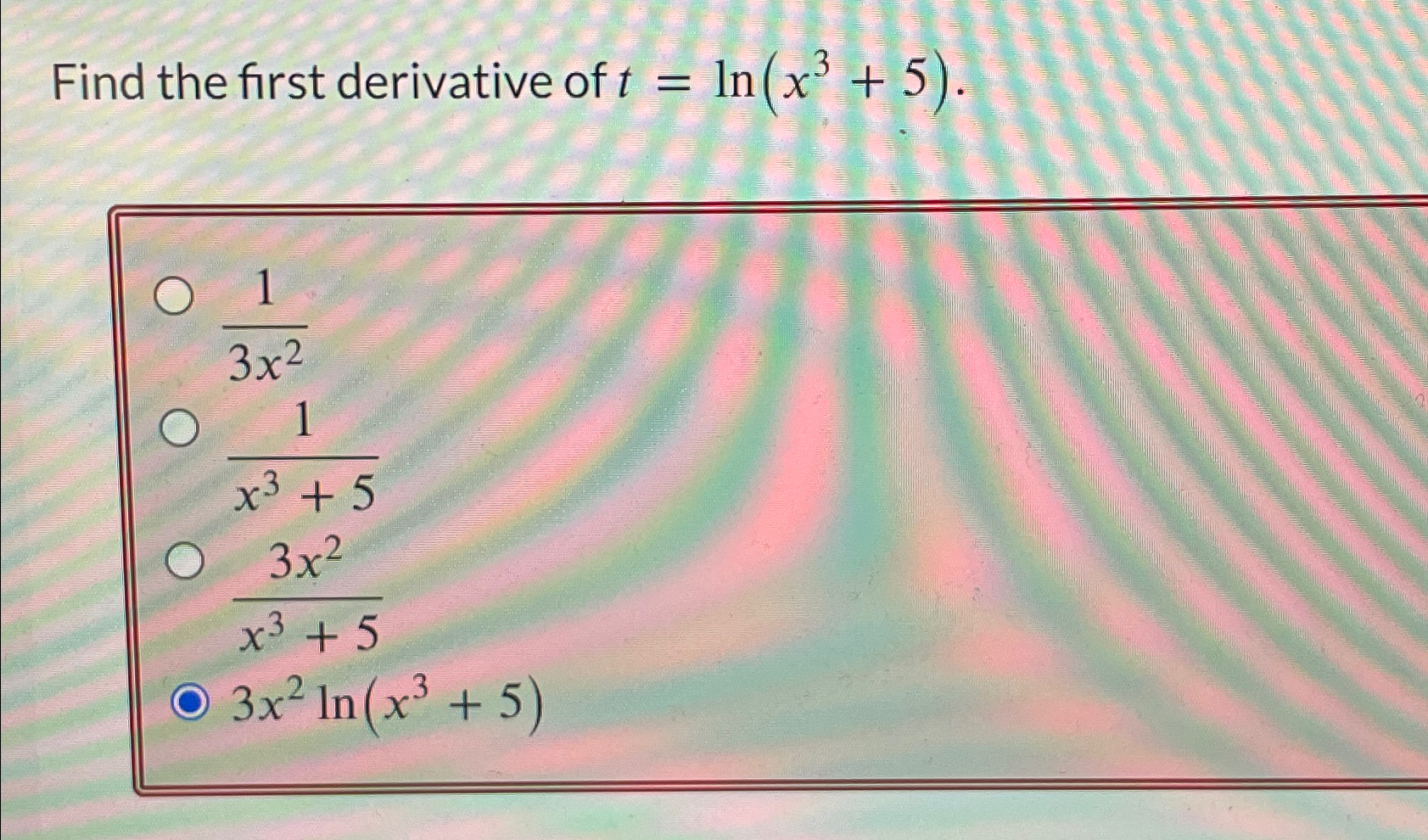 Solved Find the first derivative of | Chegg.com
