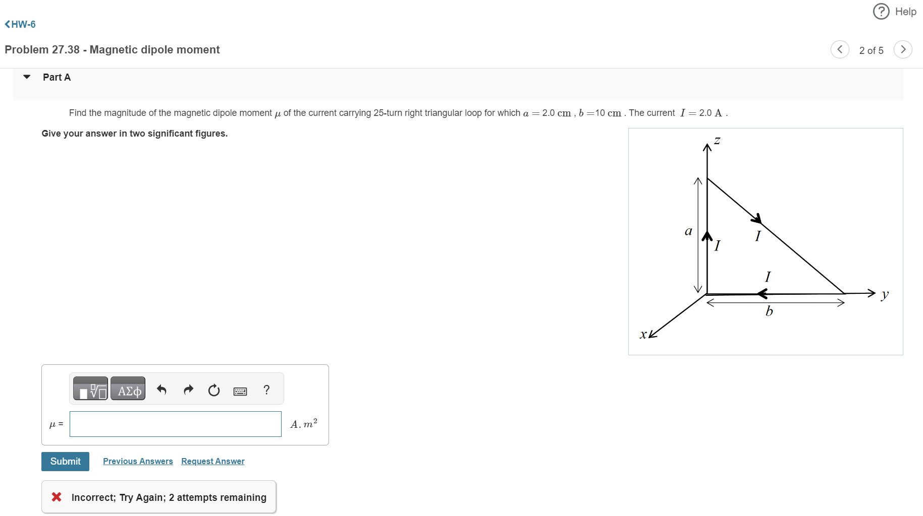 Solved Problem 27.38 - ﻿Magnetic dipole momentPart AFind the | Chegg.com