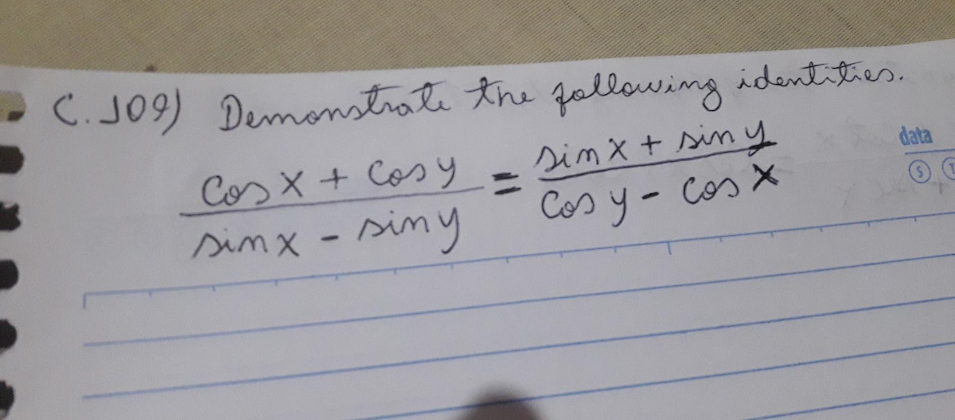 Solved data • C. J09) Demonstrate the following identities. | Chegg.com