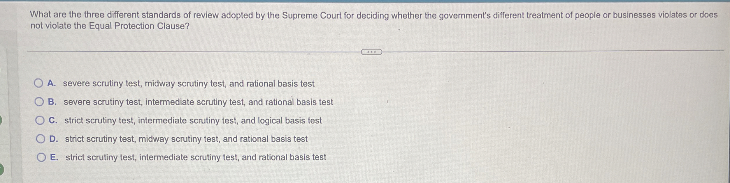 Solved What are the three different standards of review | Chegg.com