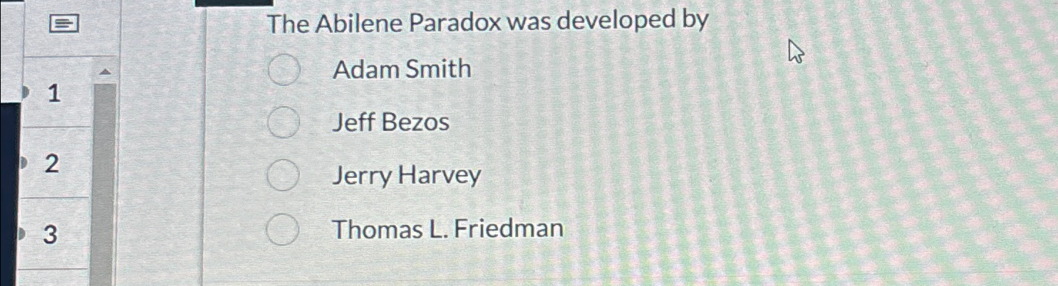 Solved The Abilene Paradox was developed by1Adam SmithJeff | Chegg.com
