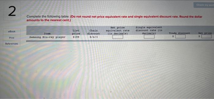 Solved 2 Complete the following table: (Do not round net | Chegg.com