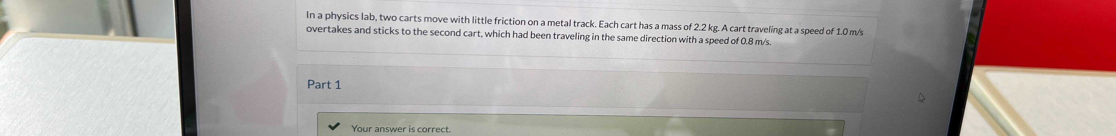 Solved In a physics lab, two carts move with little friction | Chegg.com
