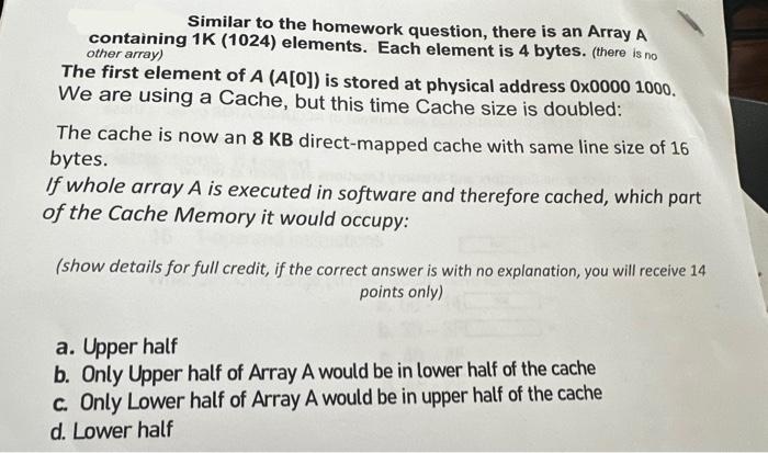 Solved Similar to the homework question, there is an Array A | Chegg.com
