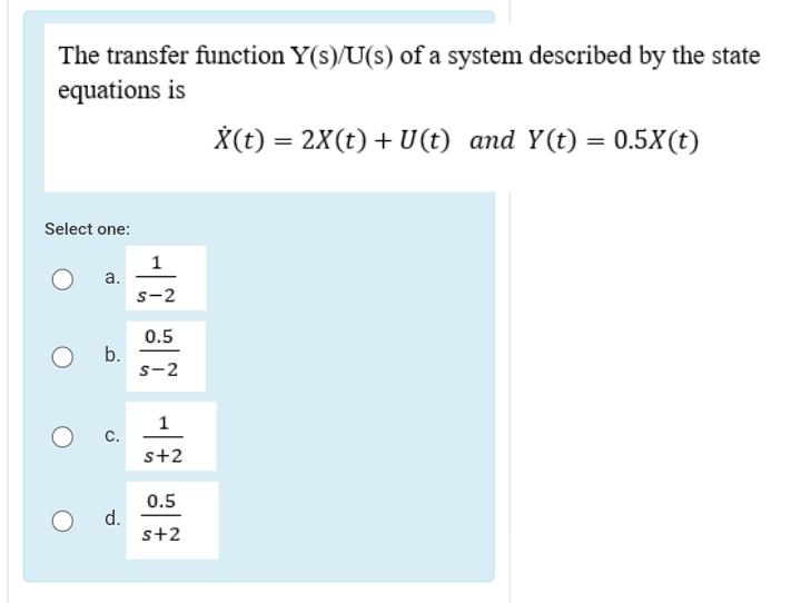 Solved The transfer function YsU(s) ﻿of a system described | Chegg.com