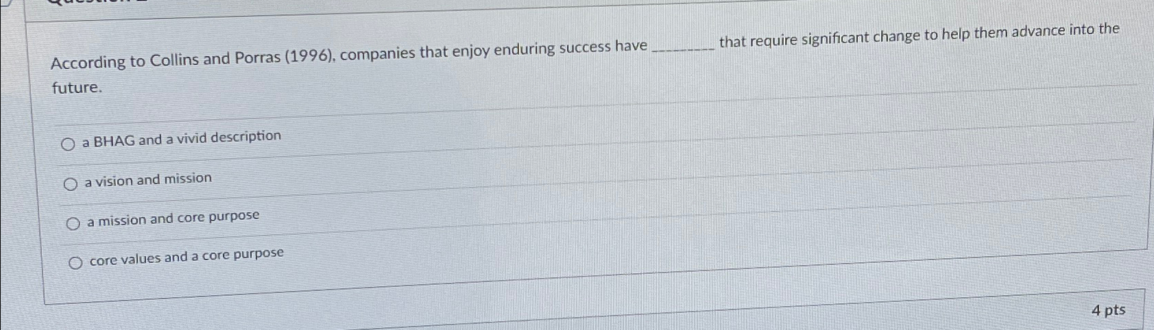 Solved According to Collins and Porras (1996), ﻿companies | Chegg.com