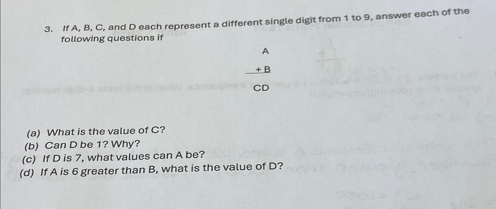 Solved If A,B,C, ﻿and D ﻿each represent a different single | Chegg.com