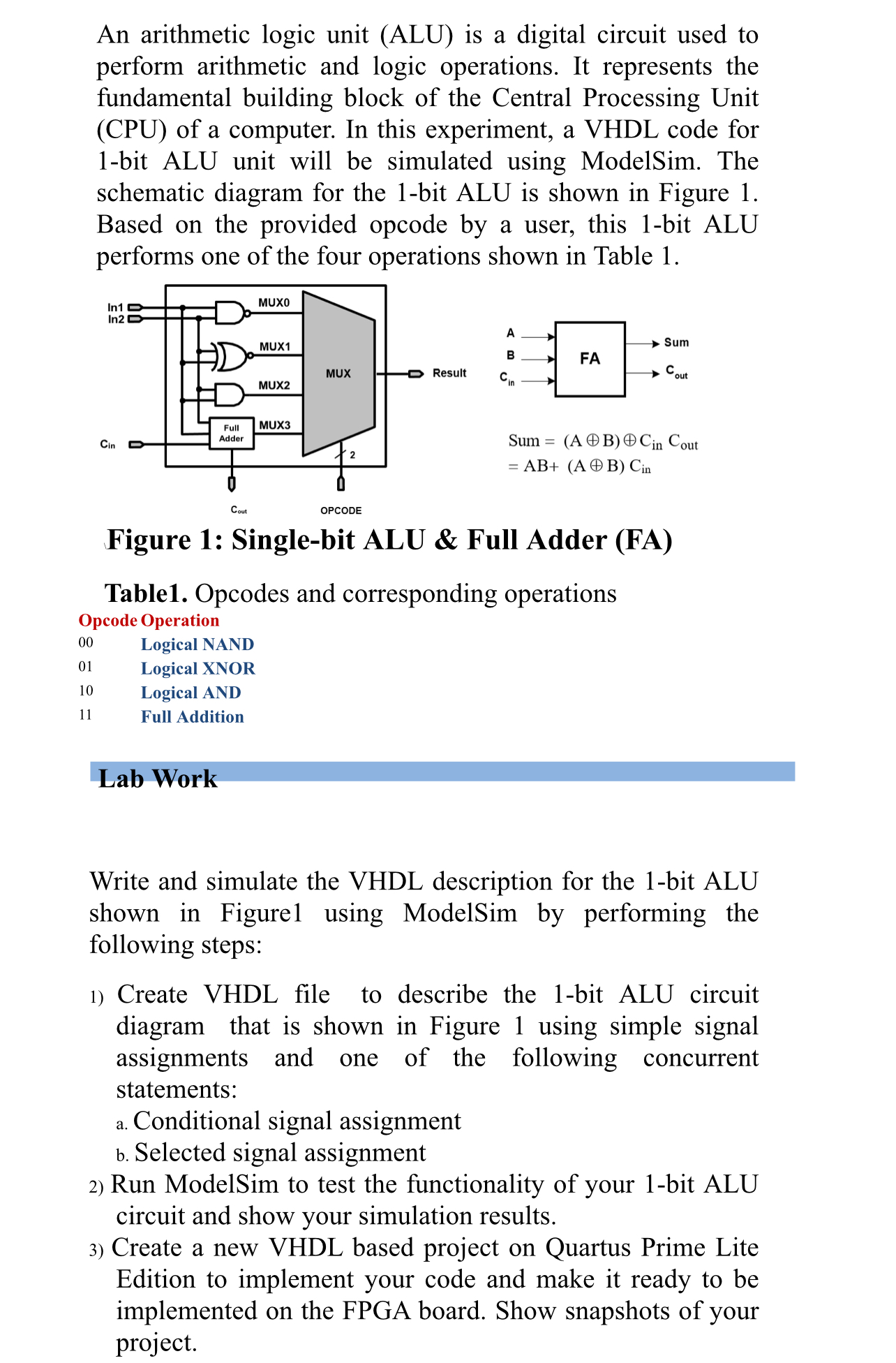 Solved An arithmetic logic unit (ALU) ﻿is a digital circuit | Chegg.com