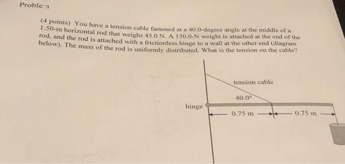 Solved (4 points) You have a tension cable fastened at a | Chegg.com