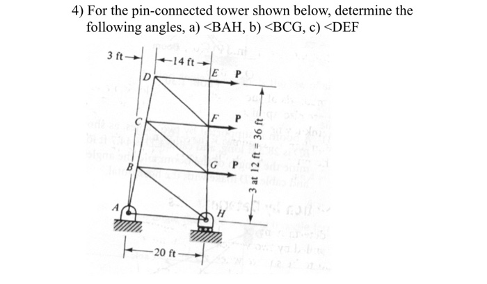 Solved 4) For the pin-connected tower shown below, determine | Chegg.com