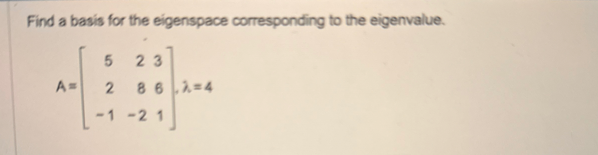 Solved Find a basis for the eigenspace corresponding to the | Chegg.com